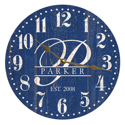 Personalized Blue Monogram Clock Monogram Clock - Etsy