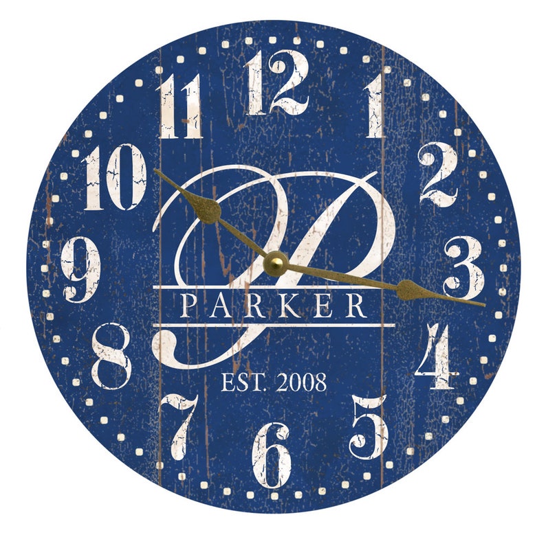 Personalized Blue Monogram Clock Monogram Clock | Etsy