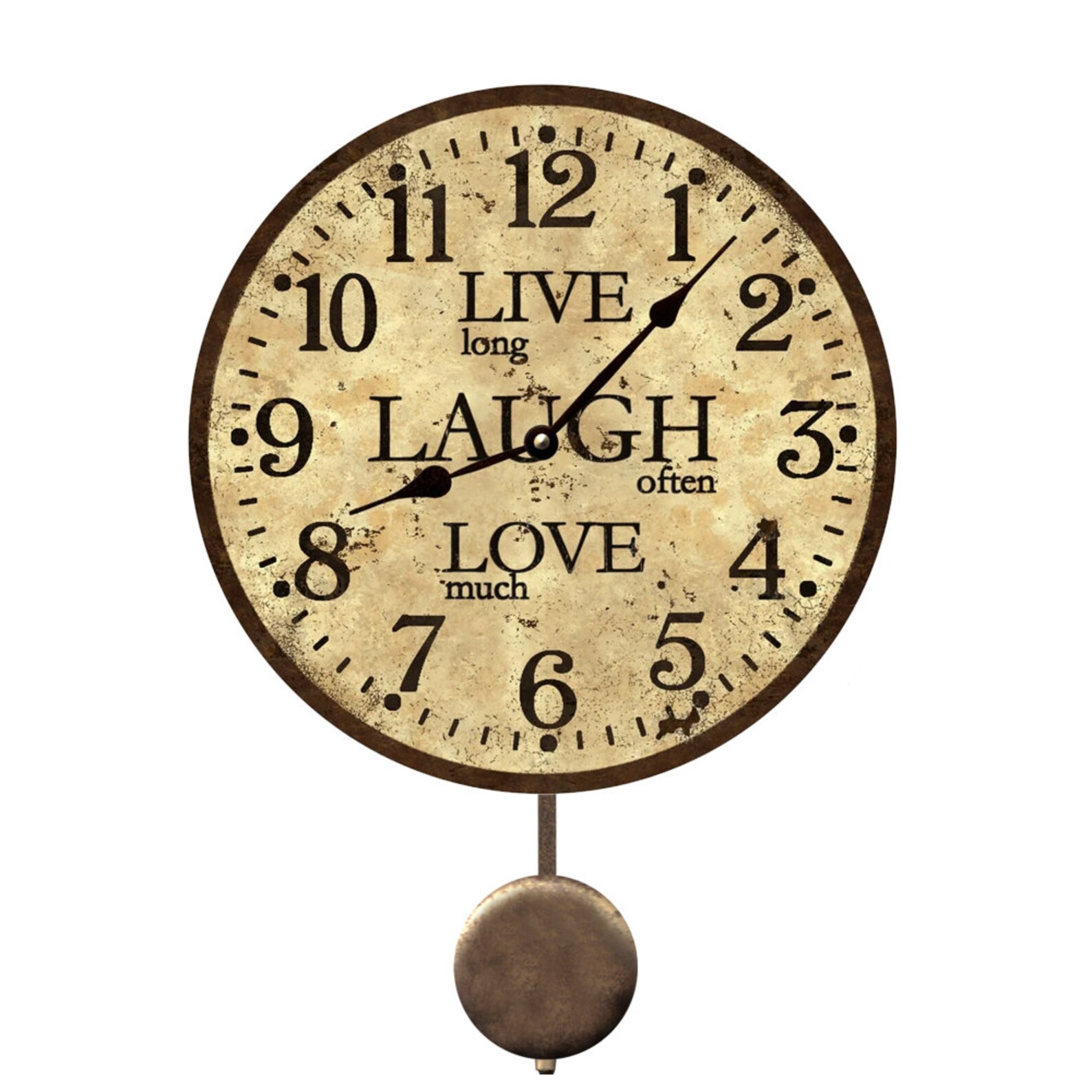 Live Laugh Love Wall Clock Rustic Brown Clock | Etsy