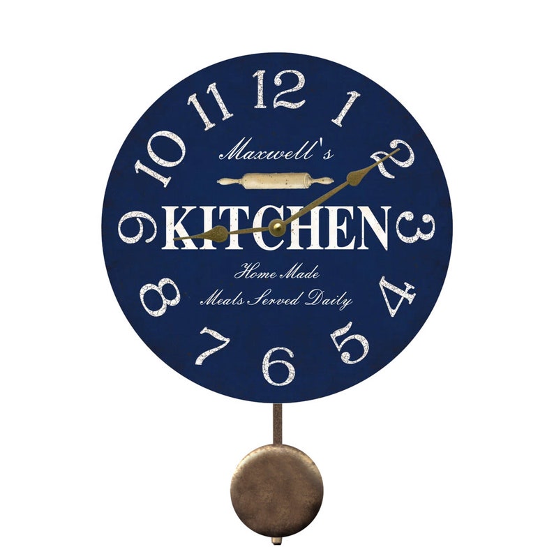 Blue Kitchen Clock- Personalized Clock - Etsy