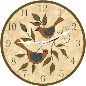 Folk Birds Clock- Birds in A Tree Clock - Etsy