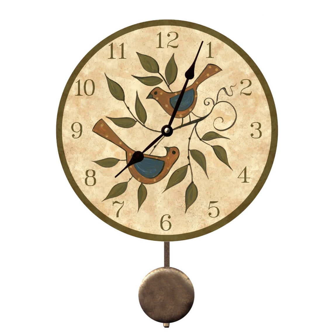 Folk Birds Clock Birds in A Tree Clock | Etsy