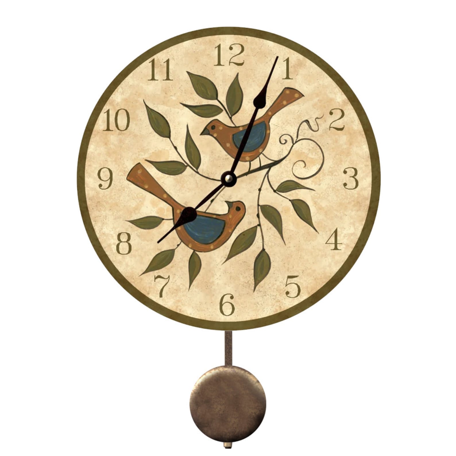 Folk Birds Clock Birds in A Tree Clock | Etsy