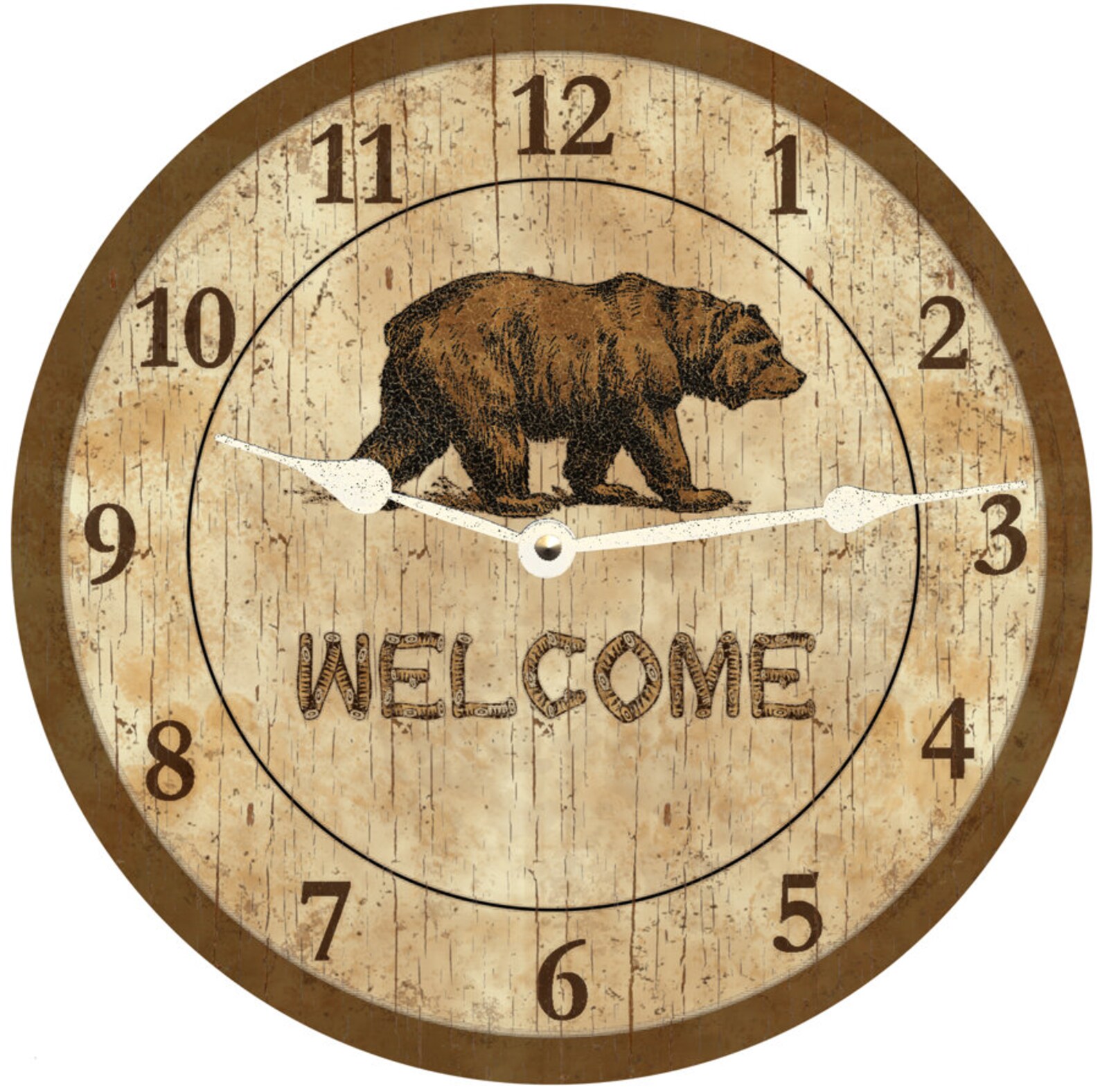 Bear Wall Clock Rustic Welcome Bear Clock - Etsy
