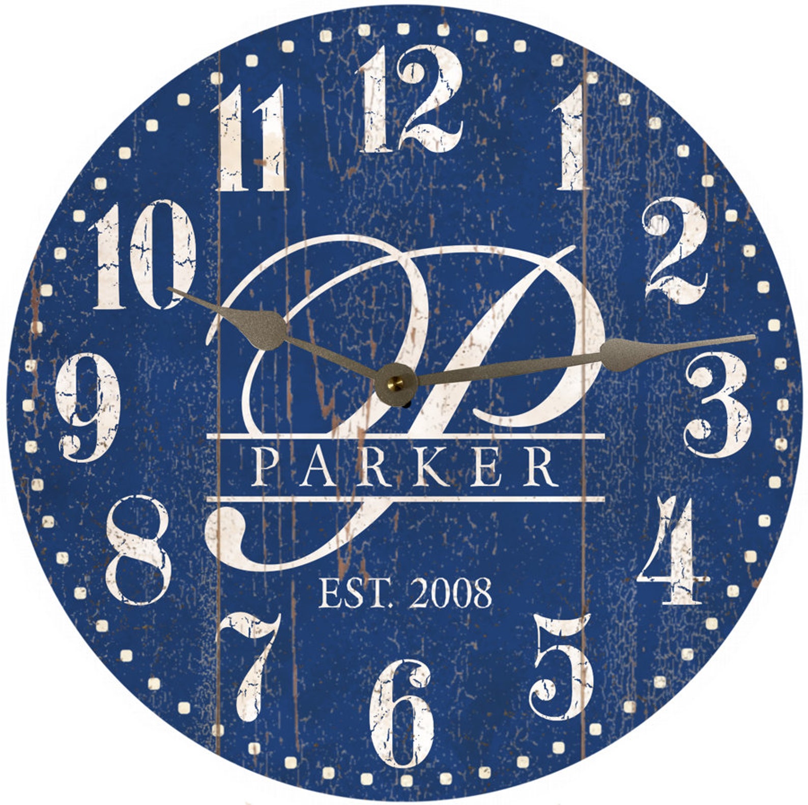 Personalized Blue Monogram Clock Monogram Clock - Etsy