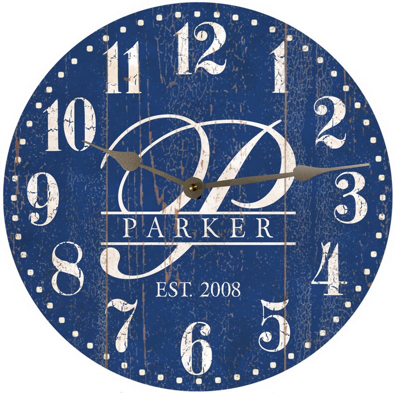 Personalized Blue Monogram Clock Monogram Clock - Etsy