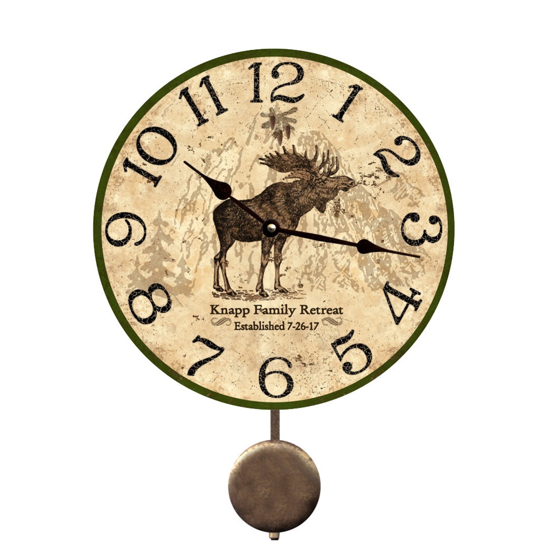 Moose Pendulum Clock- Personalized Moose Wall Clock - Etsy