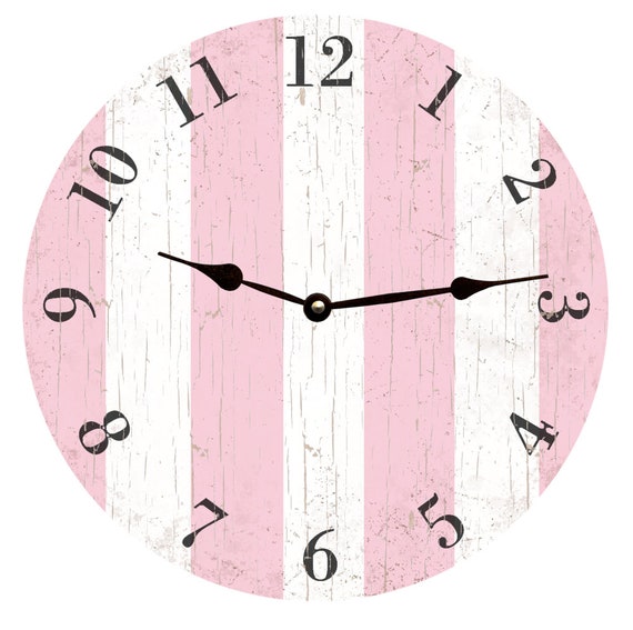 Pink Clock Pink Striped Clock Powder Pink Clock - Etsy