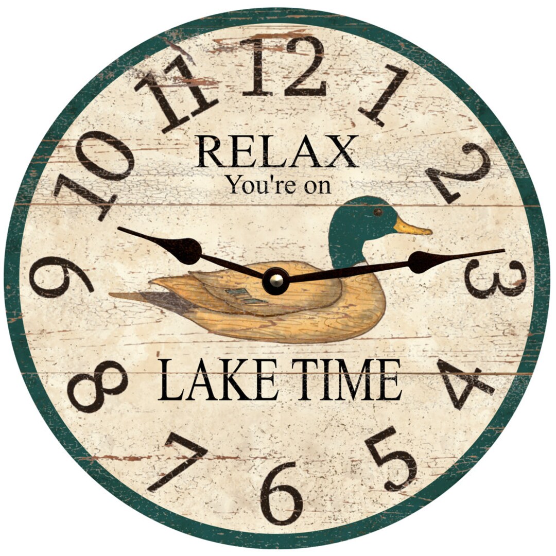 Lake Time Duck Clock- Relax Lake Time Clock - Etsy