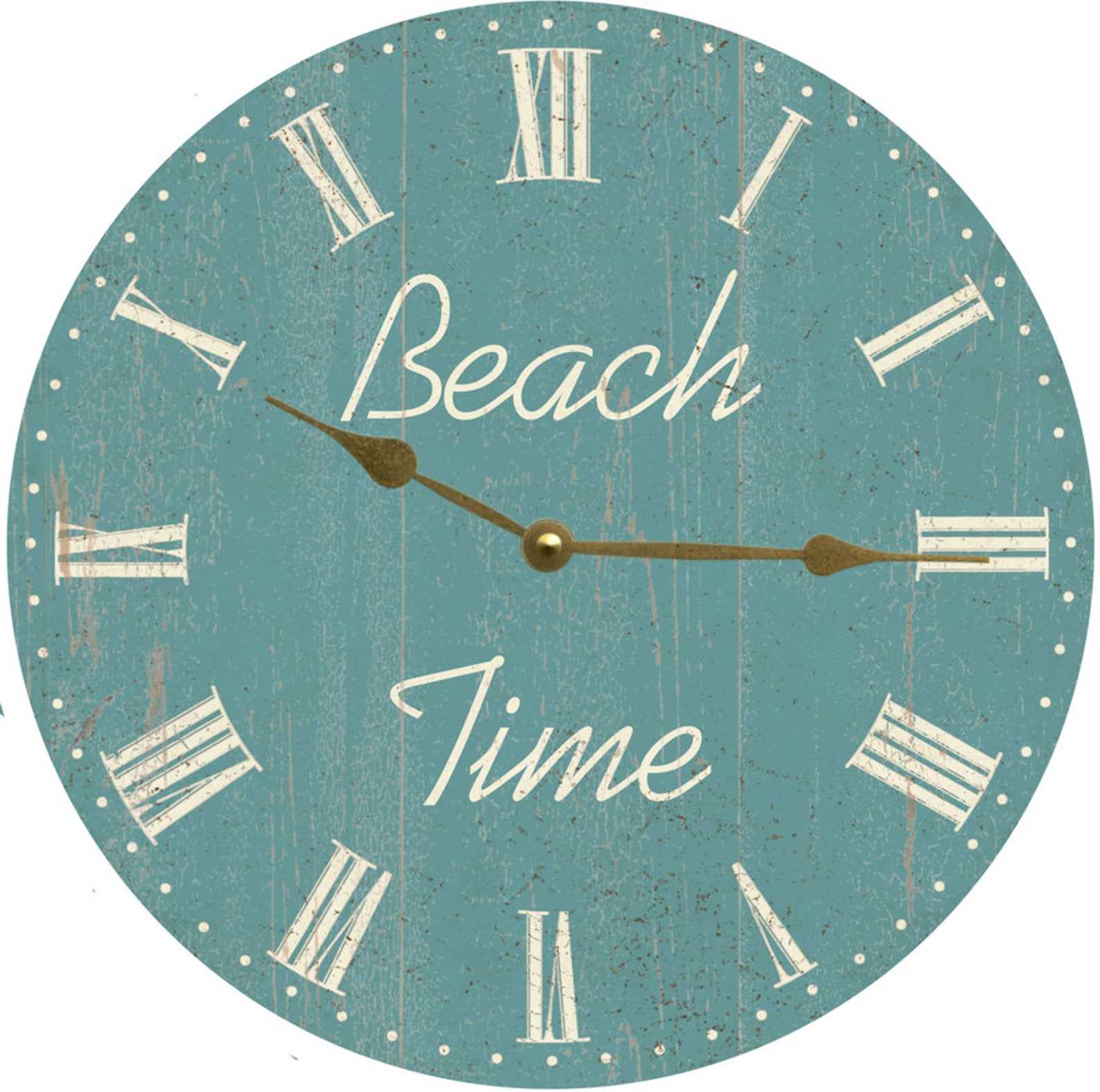 Teal Beach Time Clock Teal Blue Wall Clock Classic Beach - Etsy