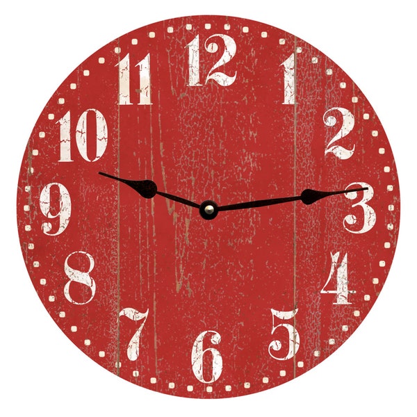 Red Wall Clock - Etsy