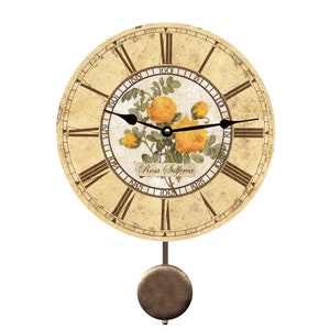 Rose Wall Clock- Yellow Rose Clock- French Rose Clock - Etsy
