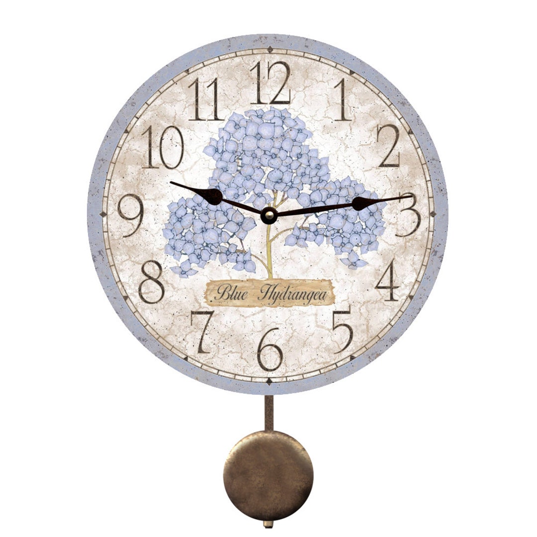 Blue Hydrangea Pendulum Clock - Etsy