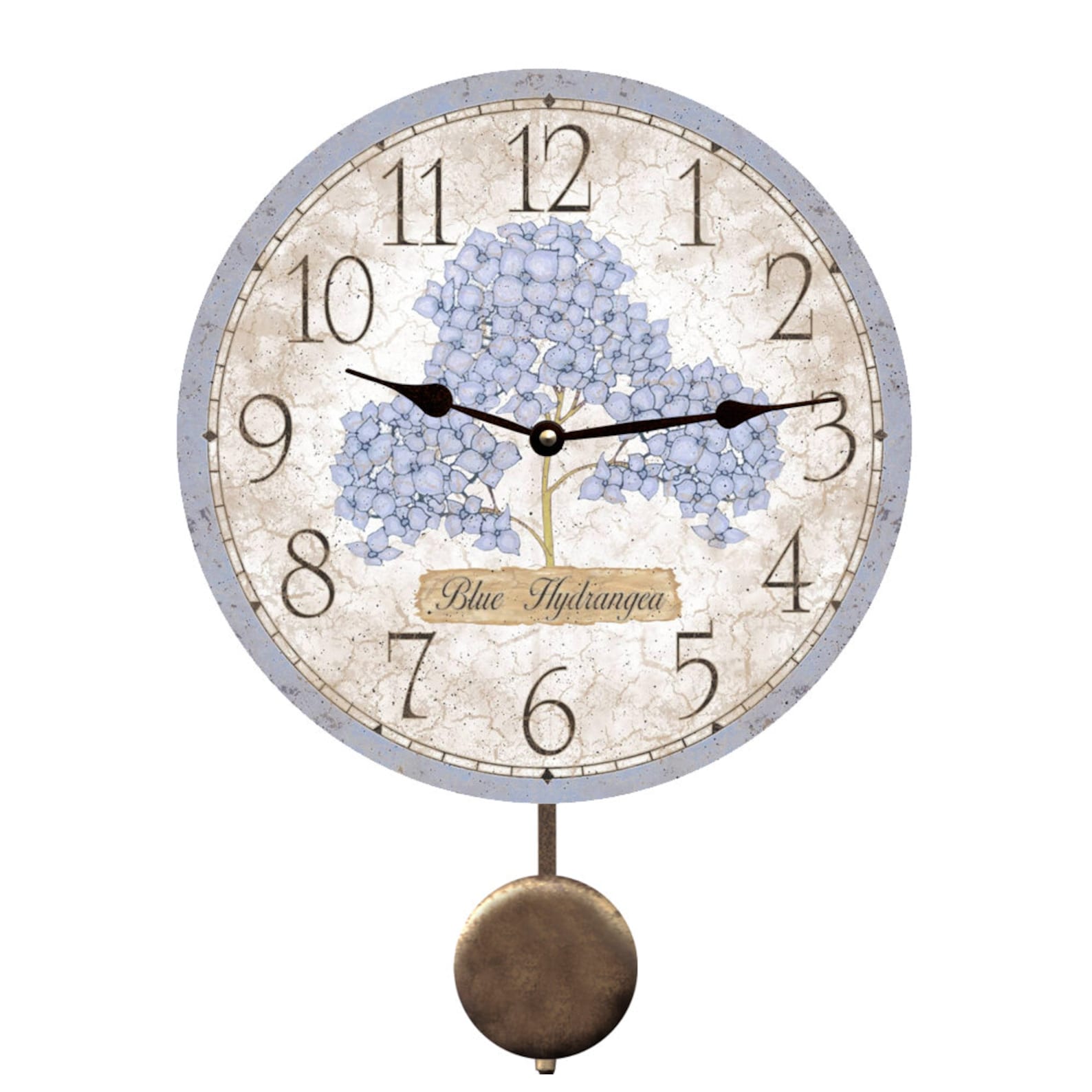 Blue Hydrangea Pendulum Clock | Etsy