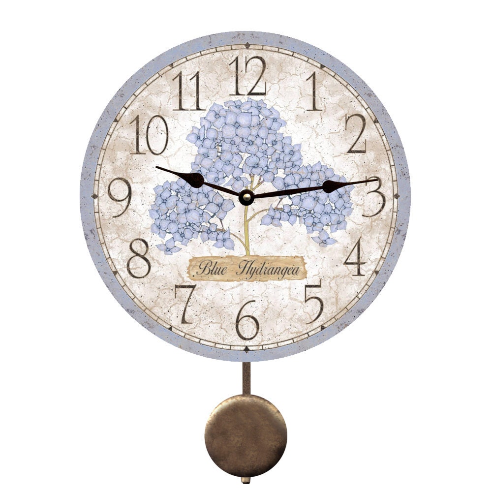 Blue Hydrangea Pendulum Clock | Etsy