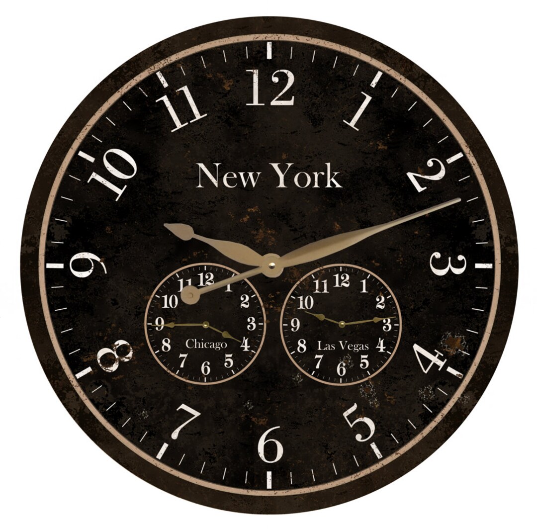 Custom Black Time Zone Clock- Multi Time Zone Display - Etsy