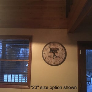 Bear Wall Clock- Rustic Welcome Bear Clock - Etsy