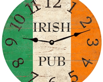 Irish Pub Customized Flag Clock, Ireland Flag Clock, Pub Drinking Signs ...