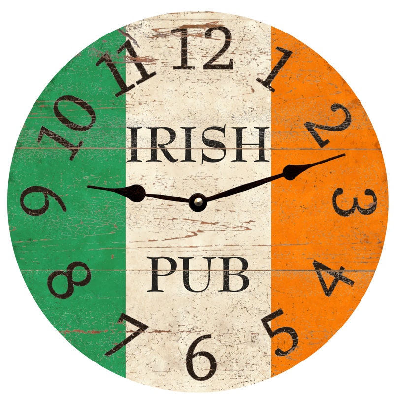 Irish Clock Irish Pub Clock Ireland Flag Clock | Etsy