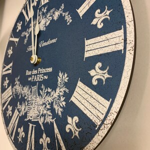 French Clock- Light Blue Toile Paris Clock - Etsy