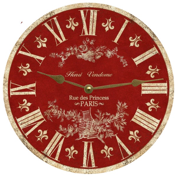 Red Wall Clock - Etsy