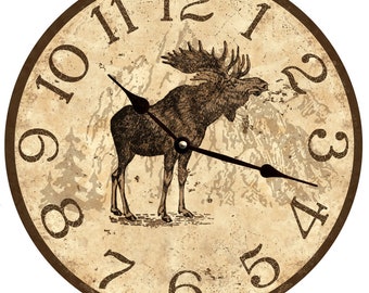 Moose Clock-personalized Rustic Moose Wall Clock | Etsy