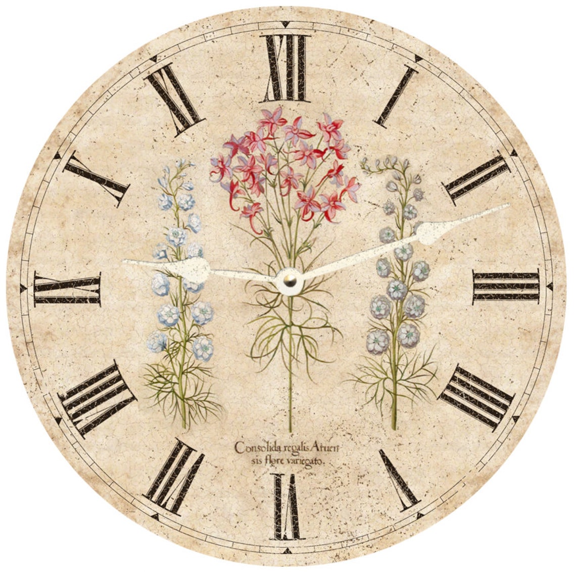Three Flower Wall Clock Wildflower Clock - Etsy