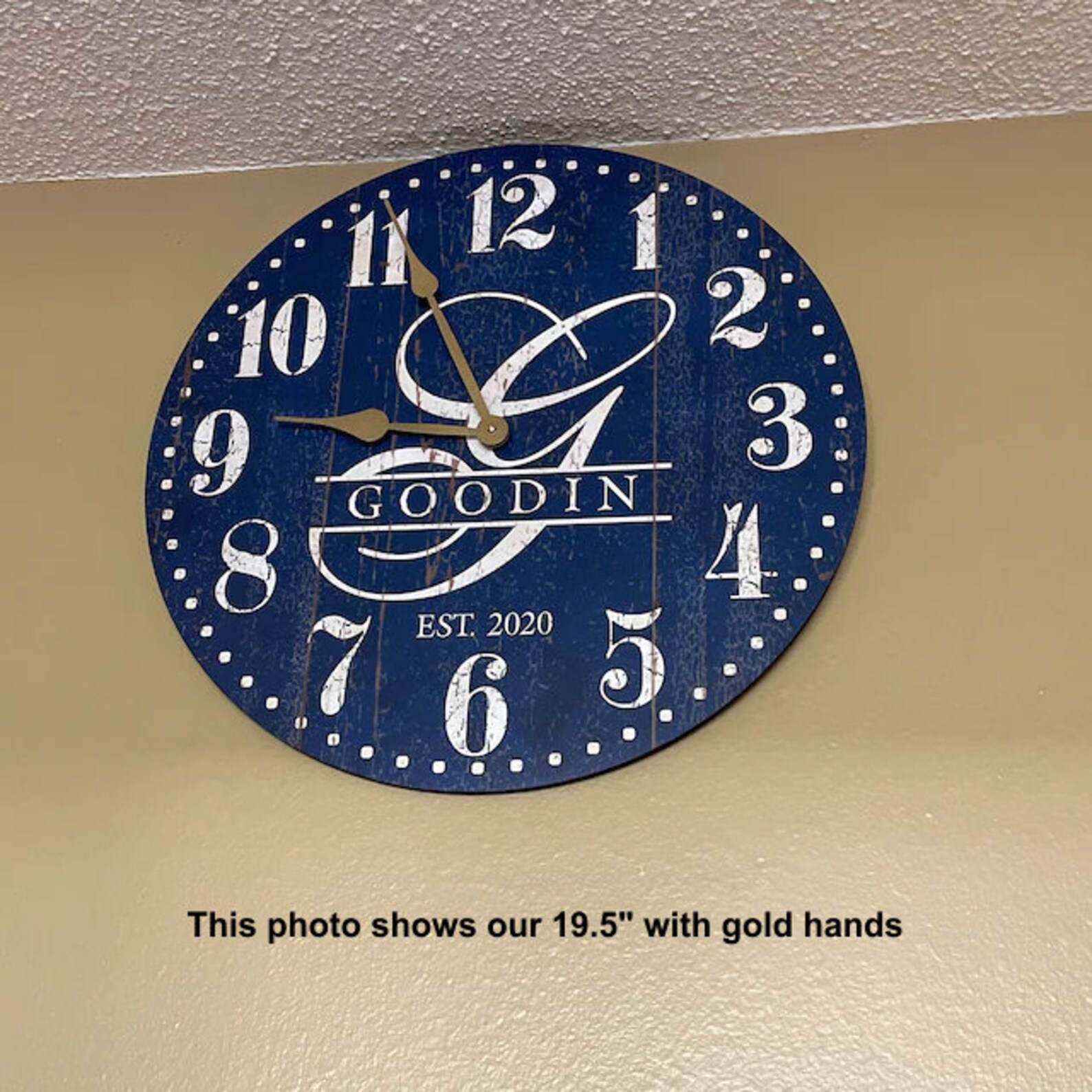 Personalized Blue Monogram Clock Monogram Clock | Etsy