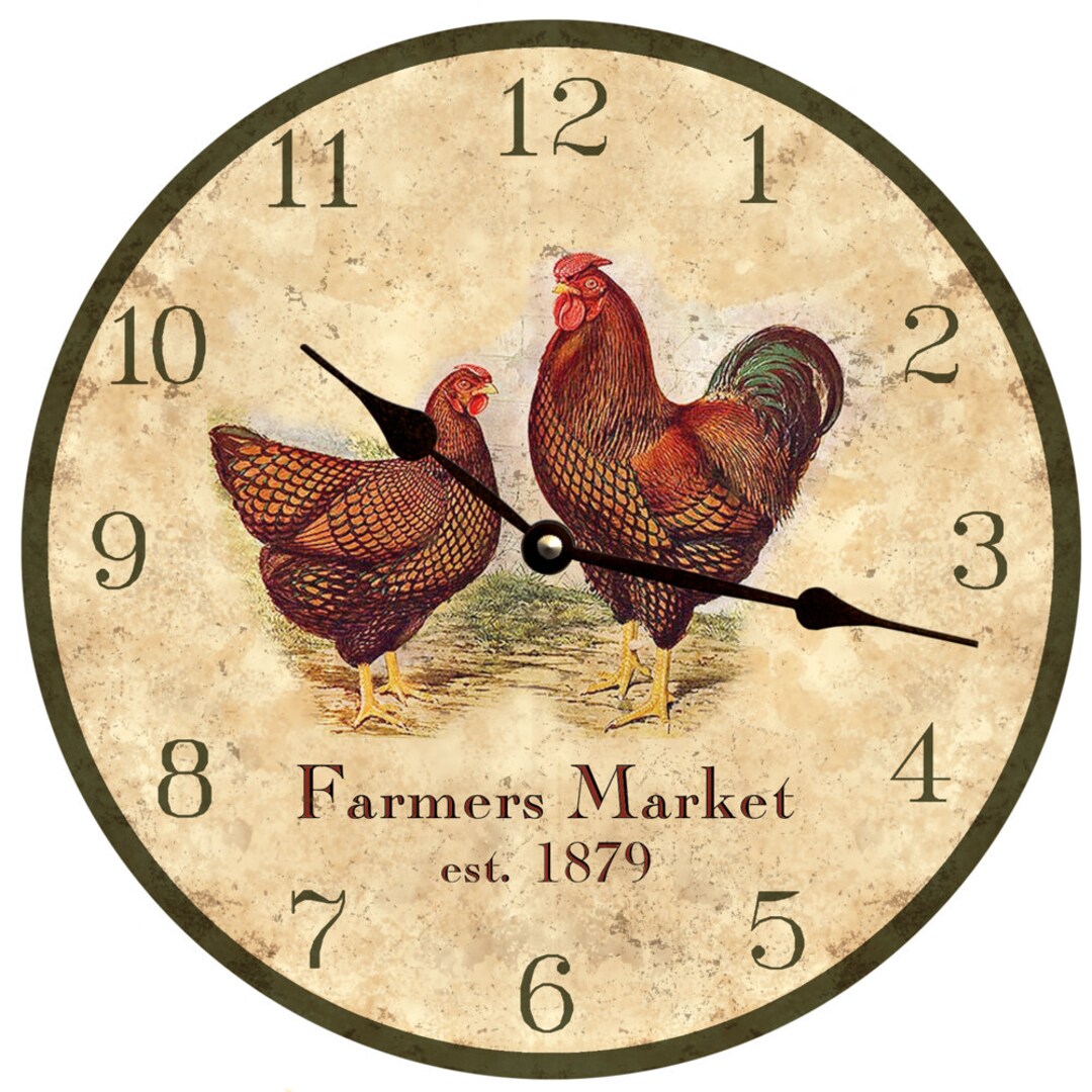 Chicken Clock- Personalized Chicken and Rooster Clock - Etsy