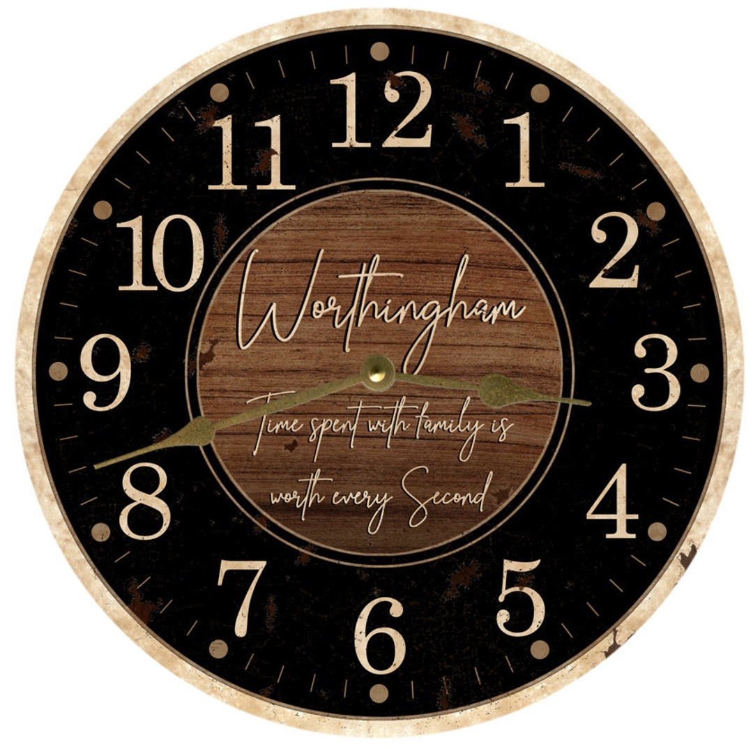 Custom Black and Wood Look Clock – Handmade and Personalized Timepiece ...