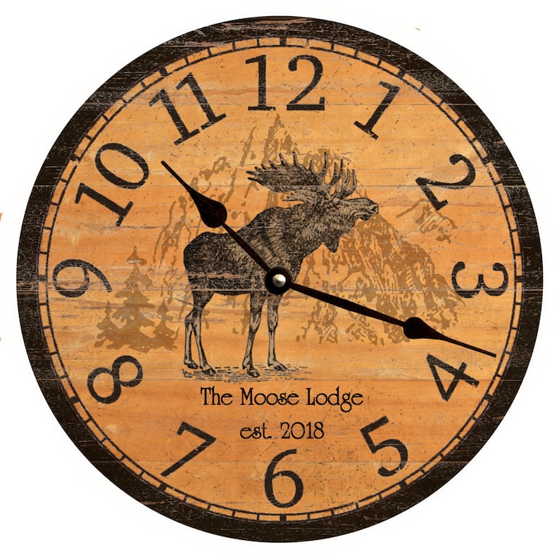 Personalized Moose Wall Clock Cabin Clock-lodge Clock - Etsy