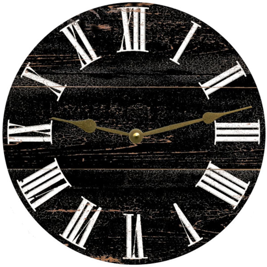 Black Wall Clock - Etsy