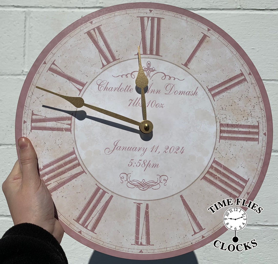 Pink Clock- Custom Birthdate Clock- Baby Shower Gift - Etsy