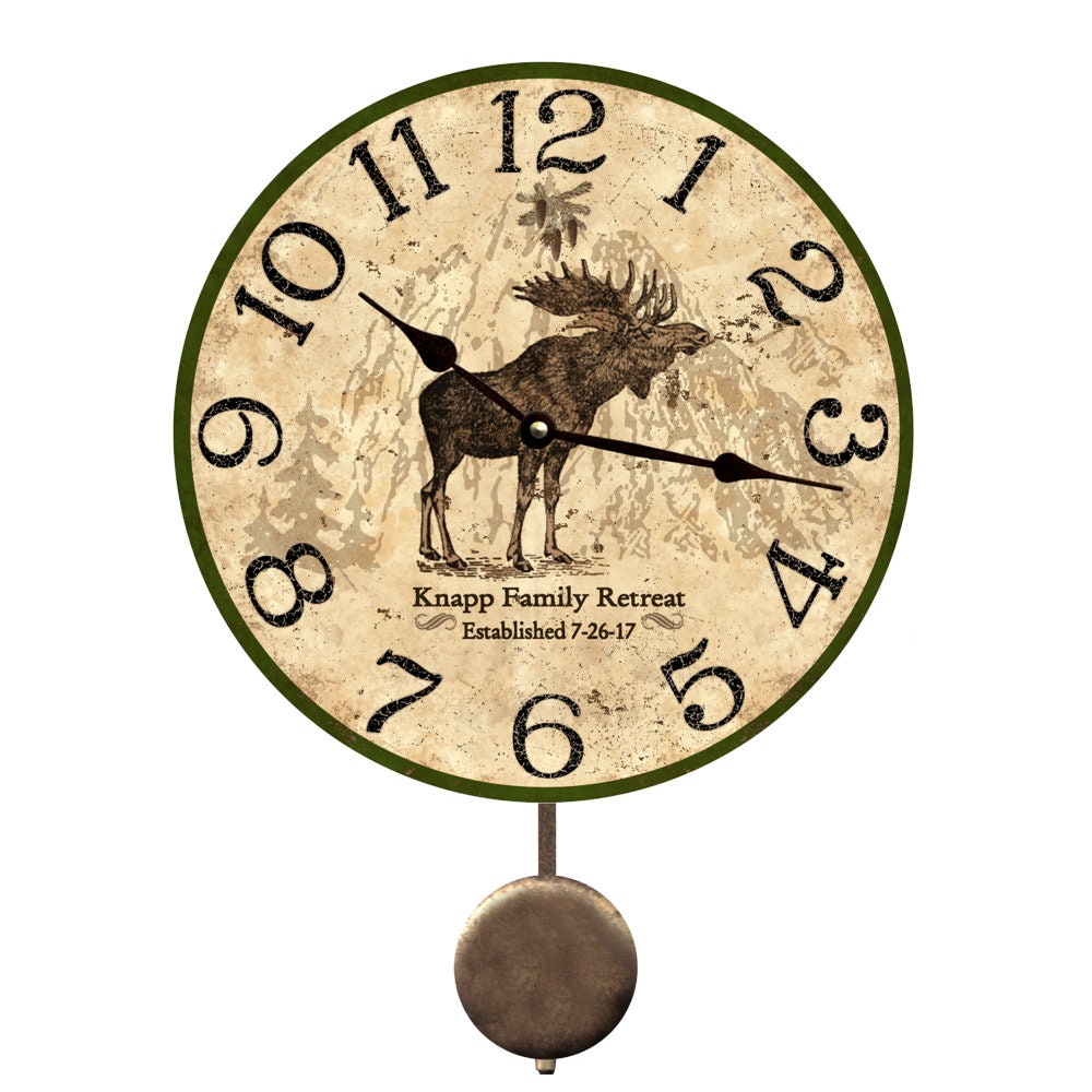 Moose Clock- Personalized Rustic Moose Wall Clock - Etsy