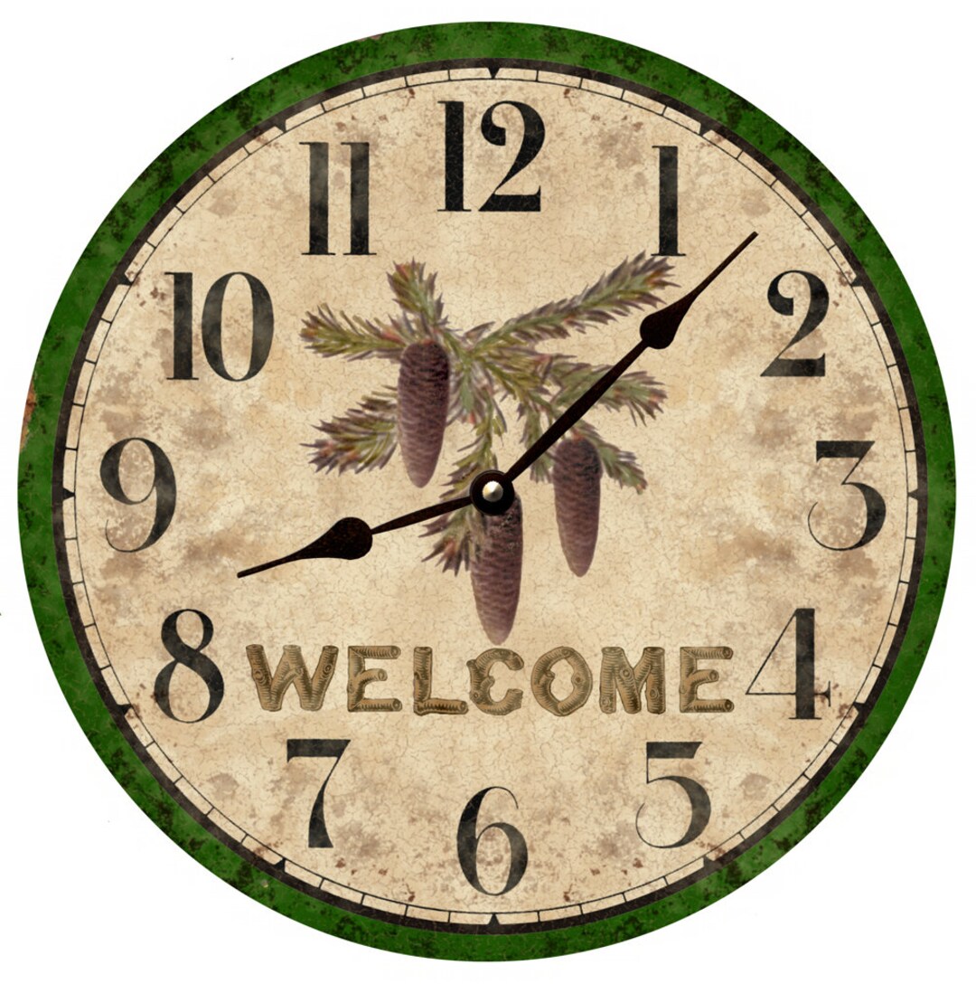 Pinecone Wall Clock- Welcome Clock - Etsy