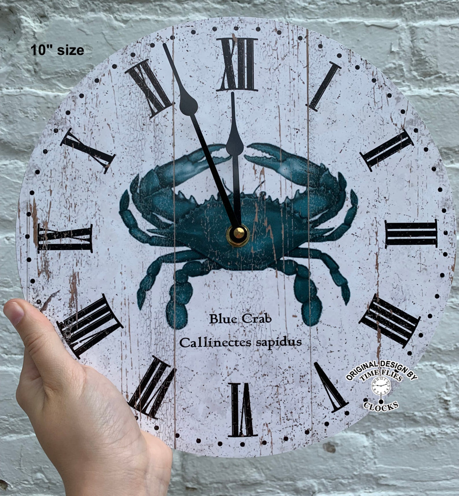 Blue Crab Wall Clock- Rustic Crab Clock - Etsy