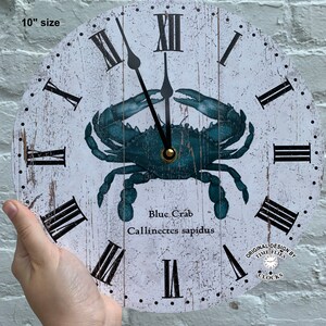 Blue Crab Wall Clock- Rustic Crab Clock - Etsy