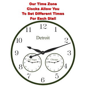 Time Zone Clock- Two Time Zones Clock- 23" Clock - Etsy