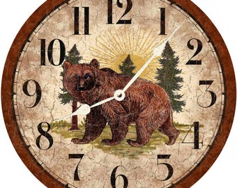 Bear Wall Clock Rustic Welcome Bear Clock | Etsy