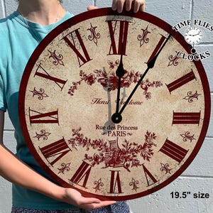 Red French Toile Clock - Etsy