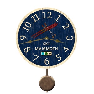 Blue Ski Clock- Personalized Ski Lodge Clock - Etsy