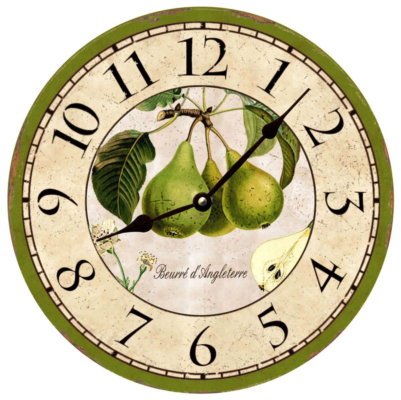 Green Pears Clock French Pears Clock - Etsy