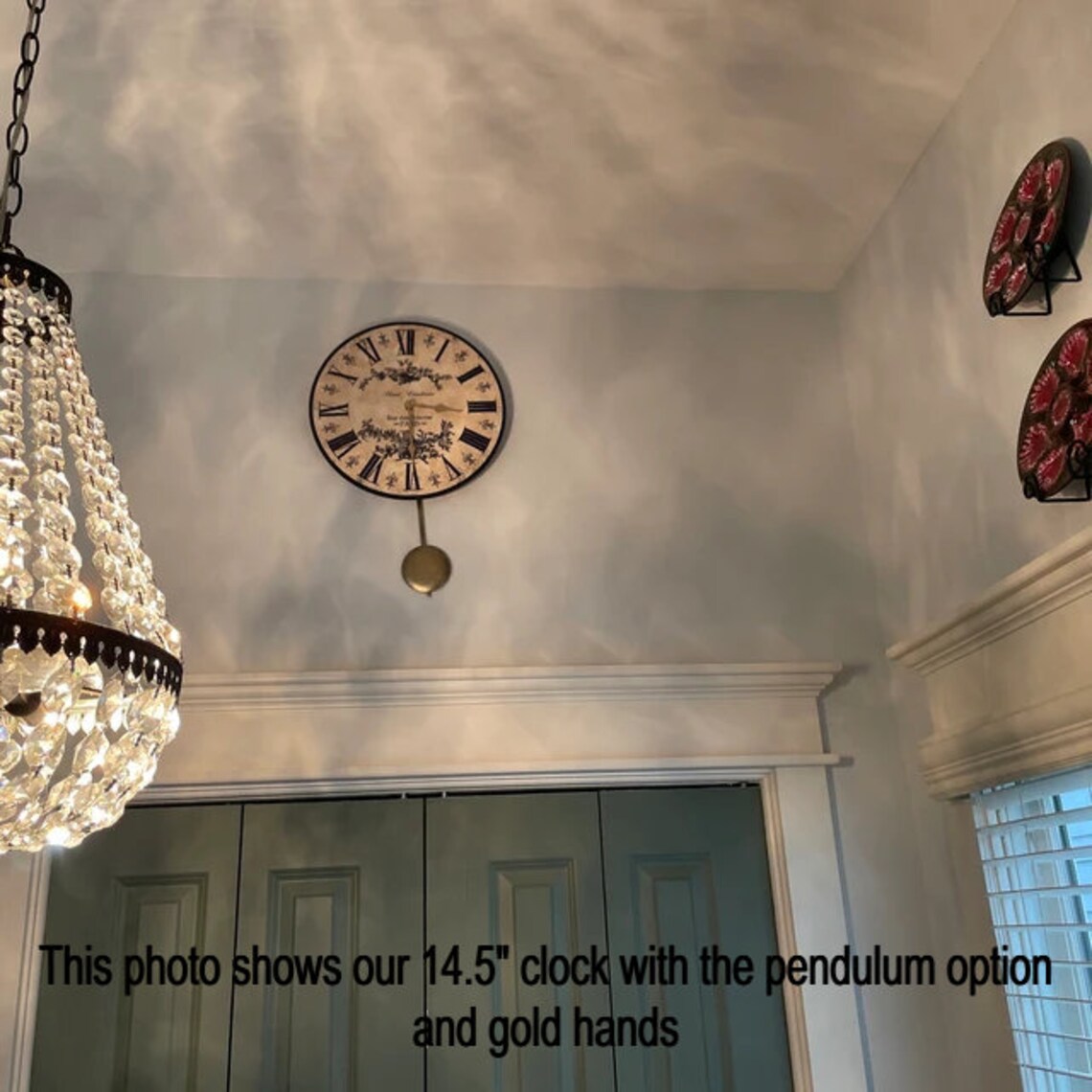 Blue Toile Pendulum Wall Clock Fleur De Lis Pendulum Clock - Etsy