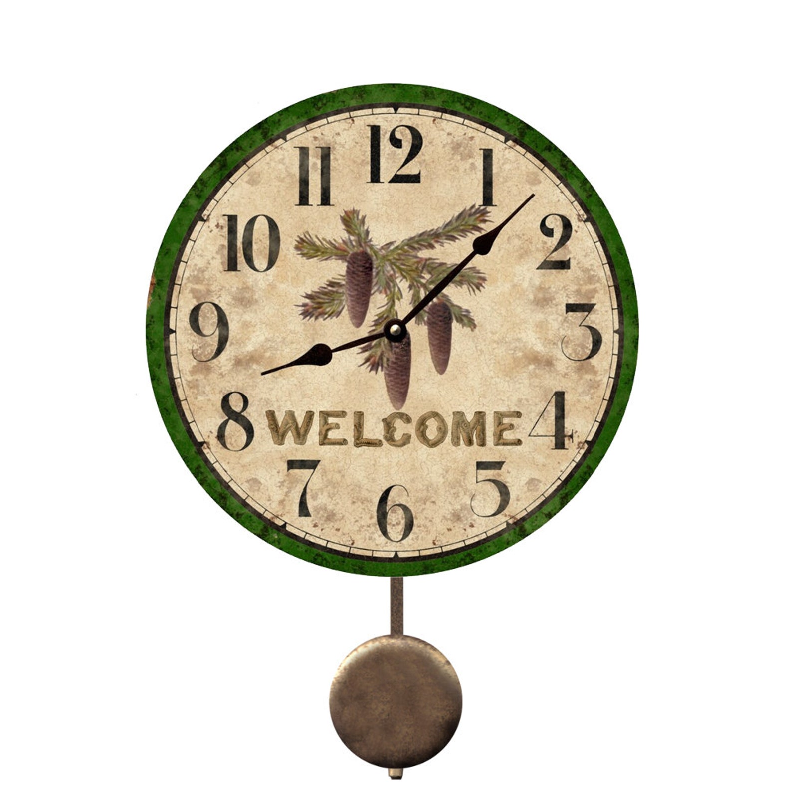 Pinecone Wall Clock Welcome Clock - Etsy