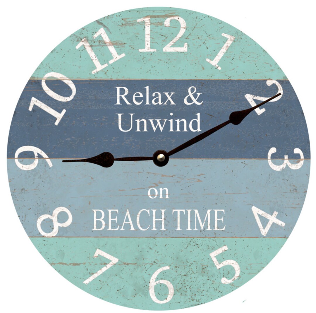 Coastal Beach Clock- Relax and Unwind on Beach Time Clock - Etsy