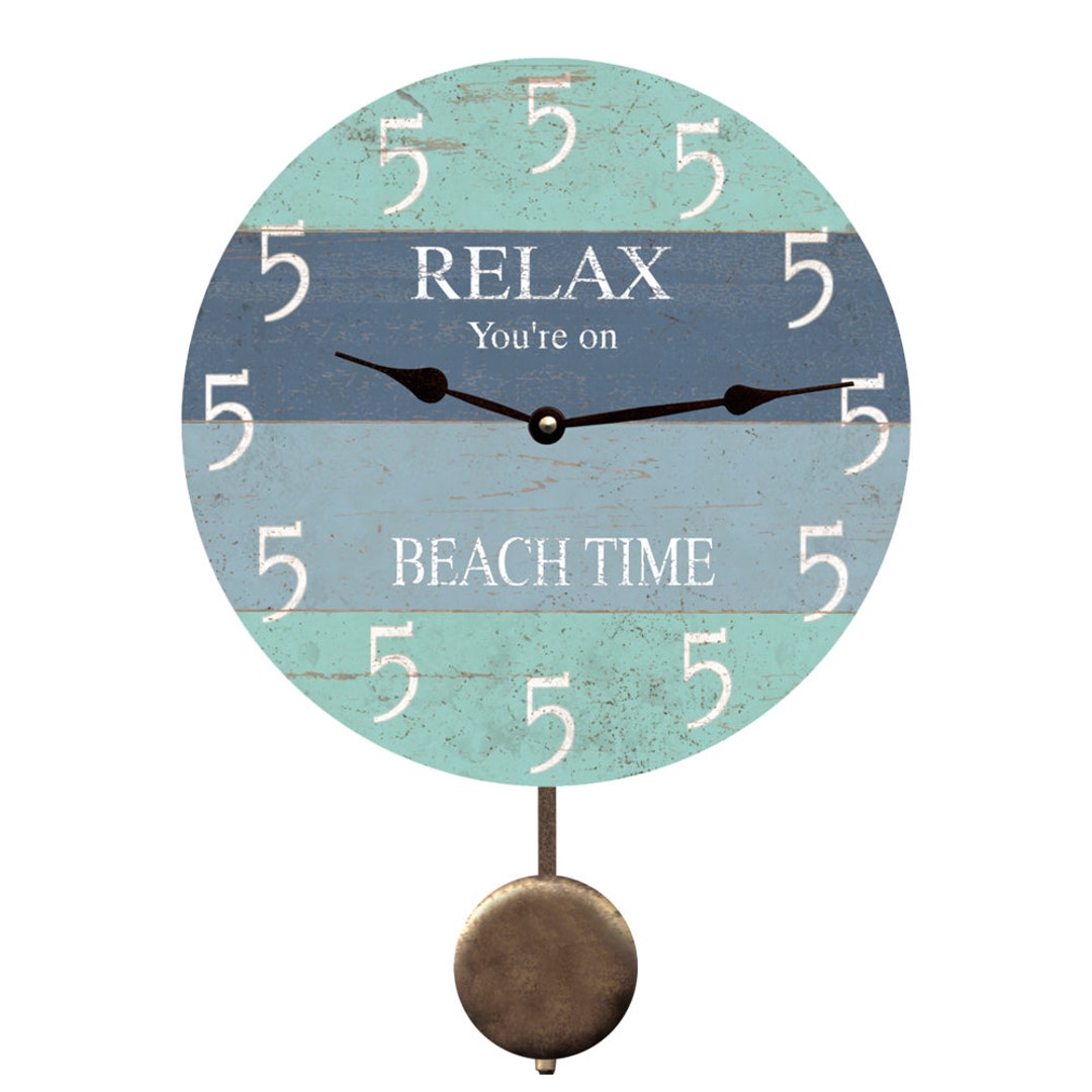 Nautical Five O'clock Beach Clock With Swinging Pendulum - Etsy