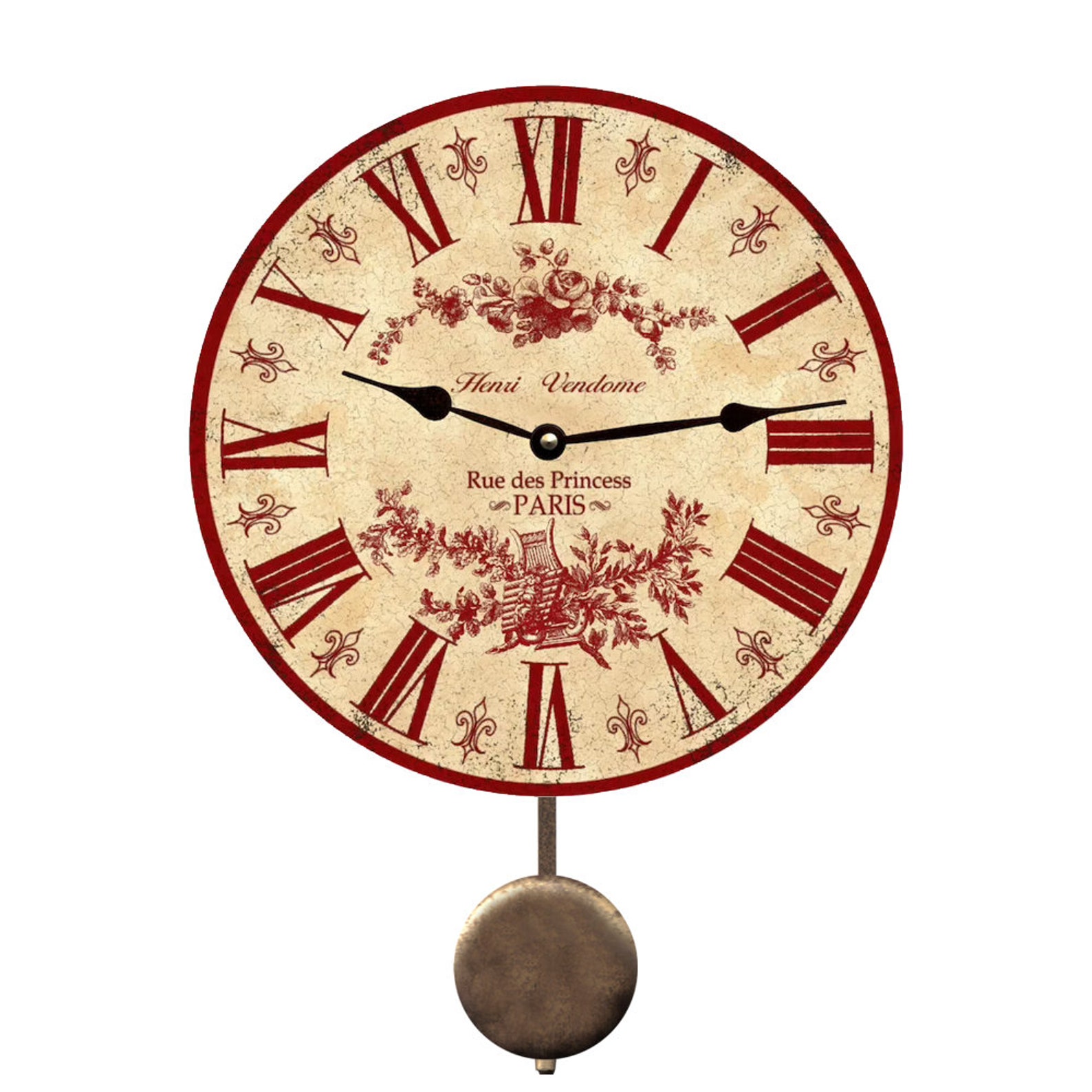 Red French Toile Clock | Etsy