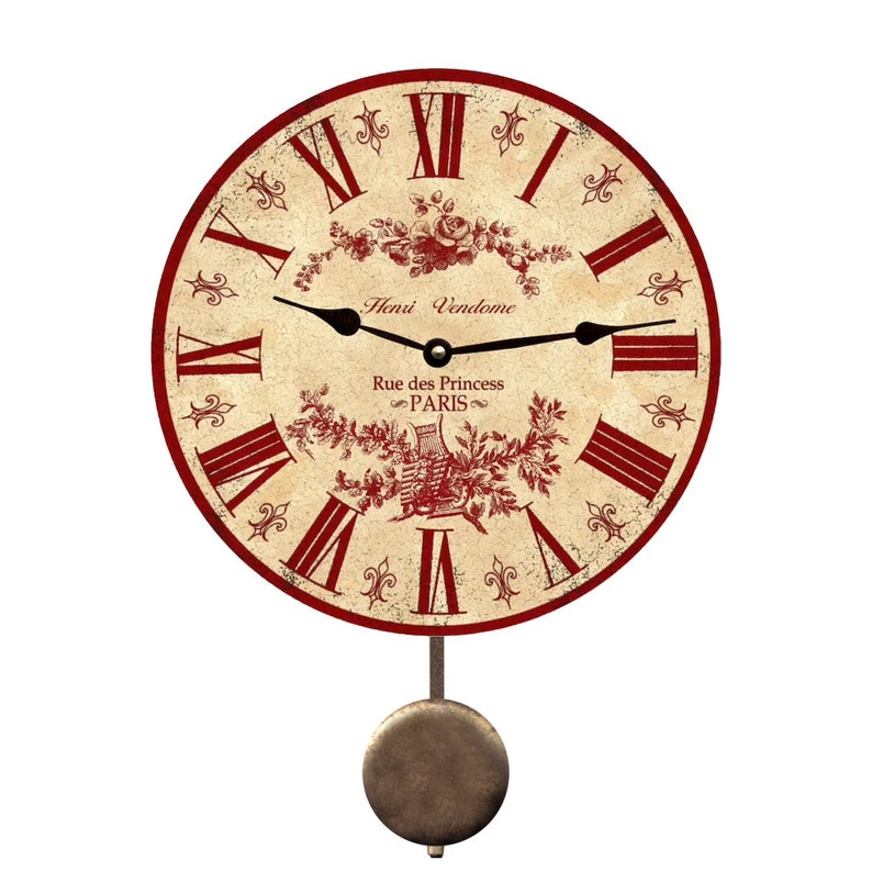 Red French Toile Clock - Etsy