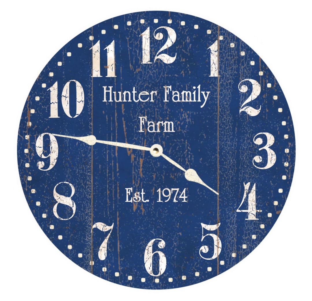 Personalized Blue Clock- Rustic Blue Clock - Etsy