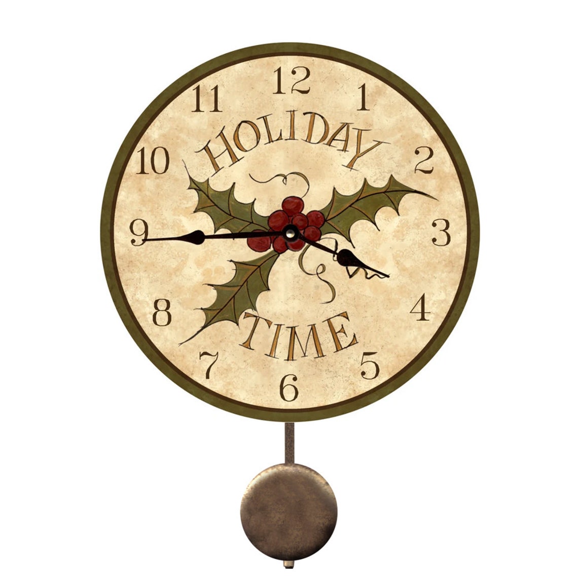 Holiday Time Clock Mistletoe Clock - Etsy